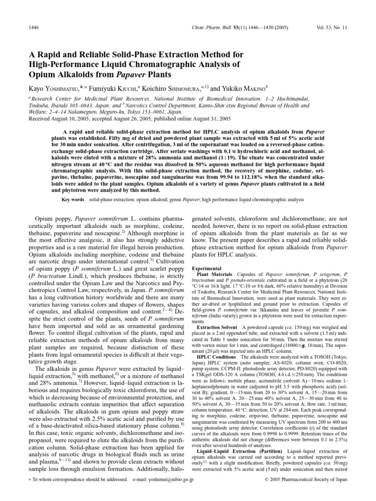 A Rapid and Reliable Solid-Phase Extraction Method For High-Performance ...