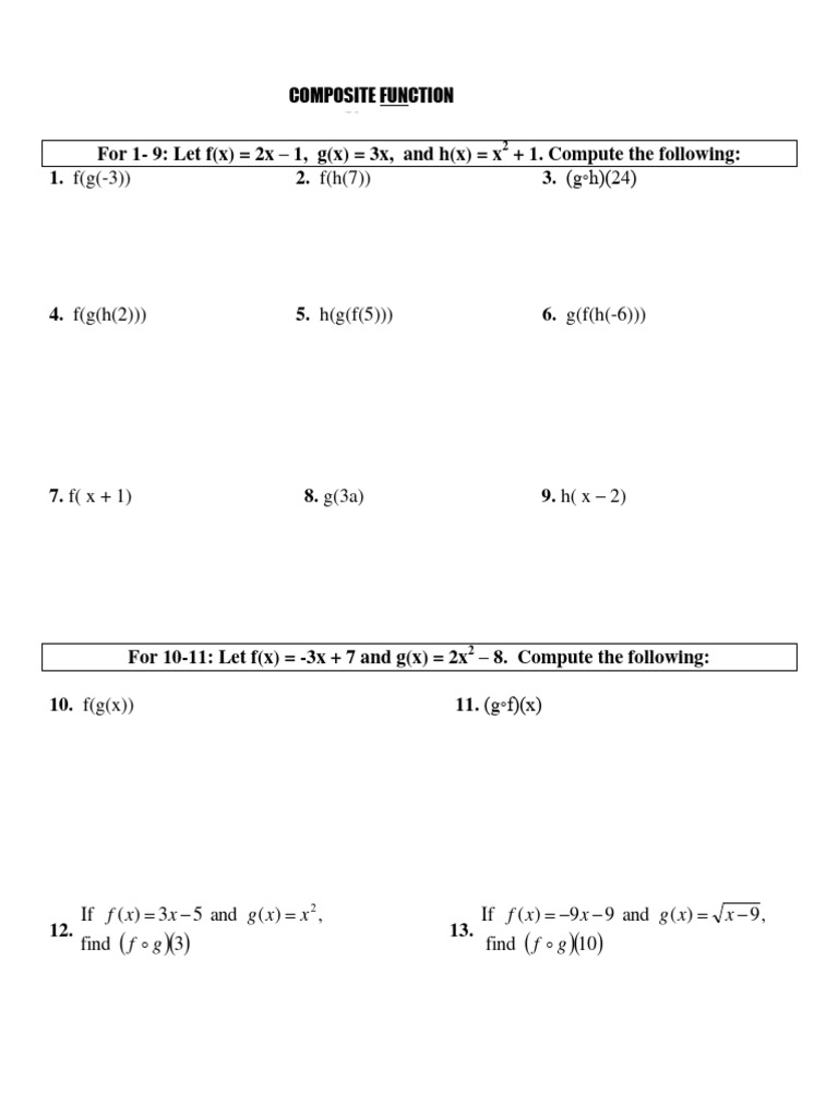 Composite Function | PDF | Teaching Methods & Materials