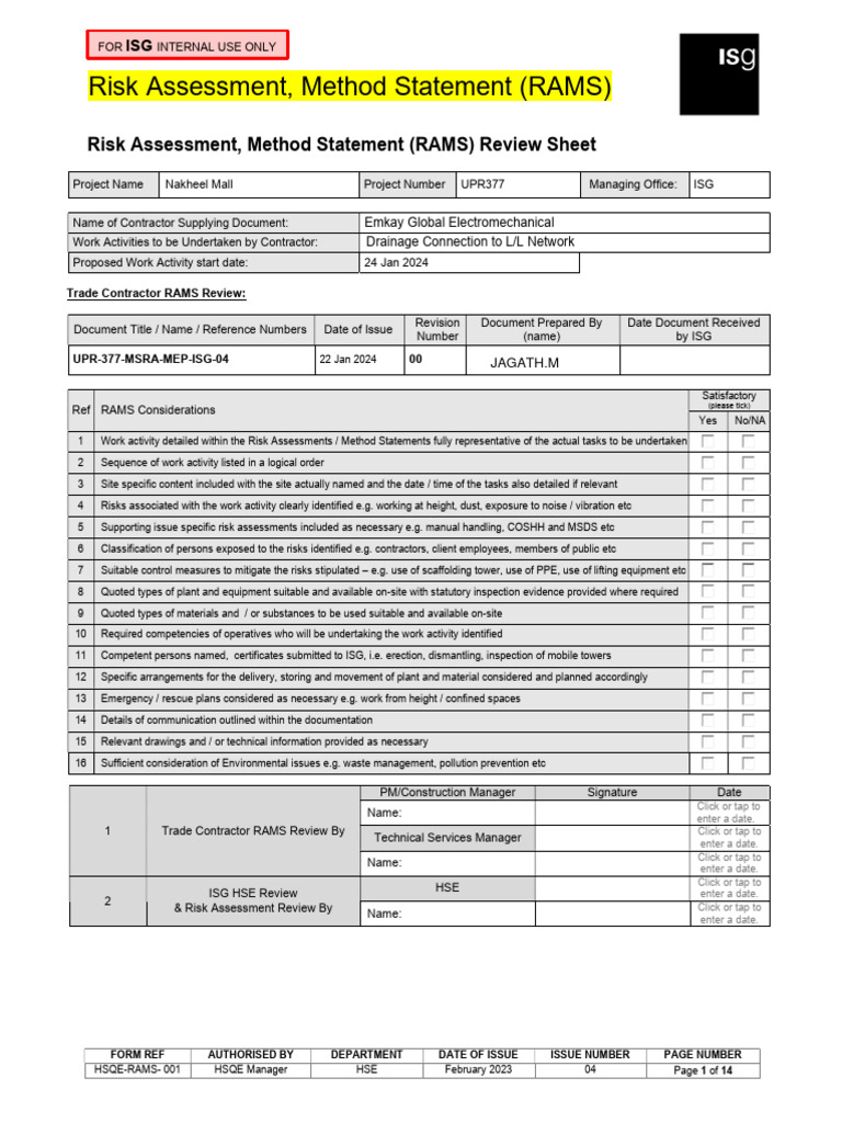 UPR-377-MSRA-MEP-ISG-004 Drainage Connection To Landlord Network ...