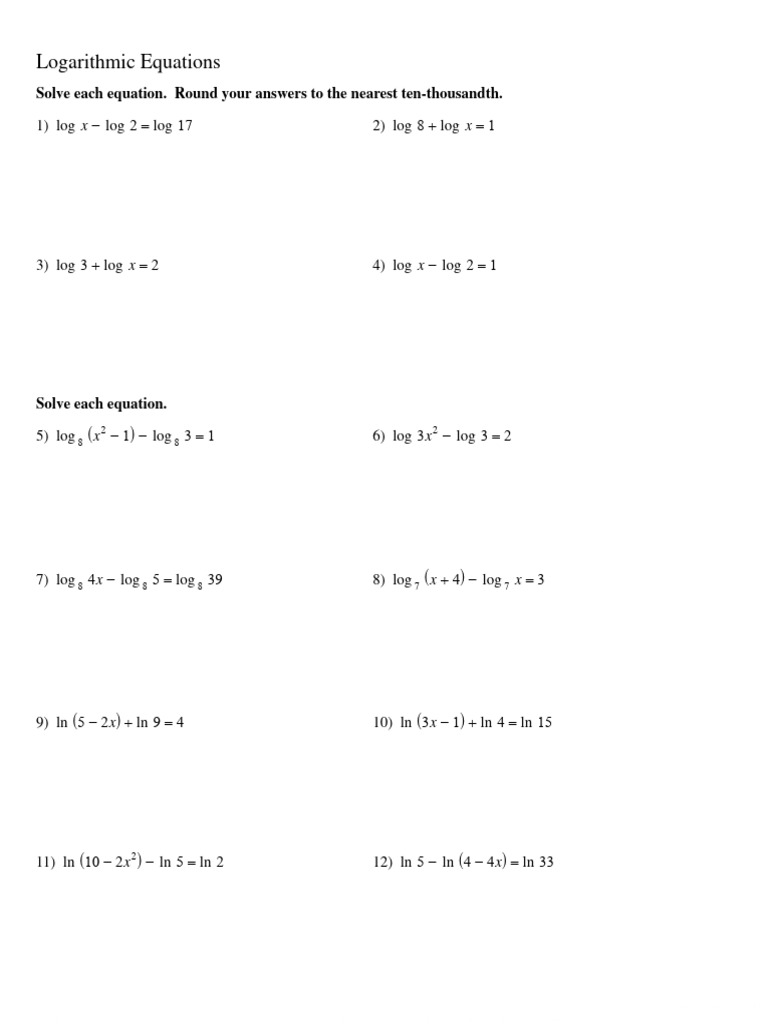 03 - Logarithmic Equations Hard | Download Free PDF | Functions And Mappings | Elementary ...