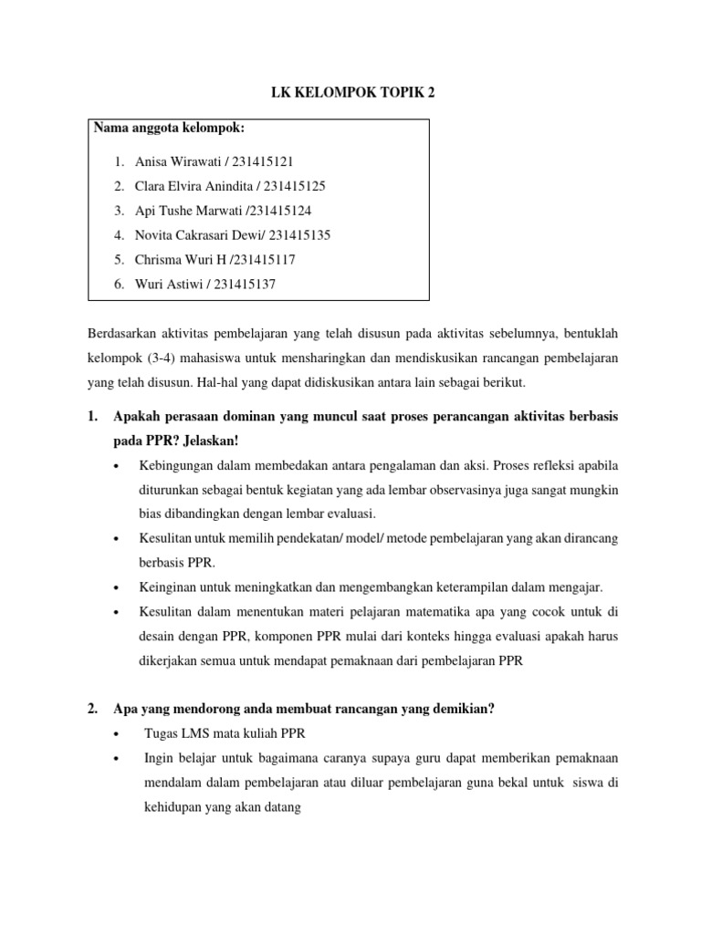 LK Kelompok Topik 2 | PDF | Karier & Perkembangan