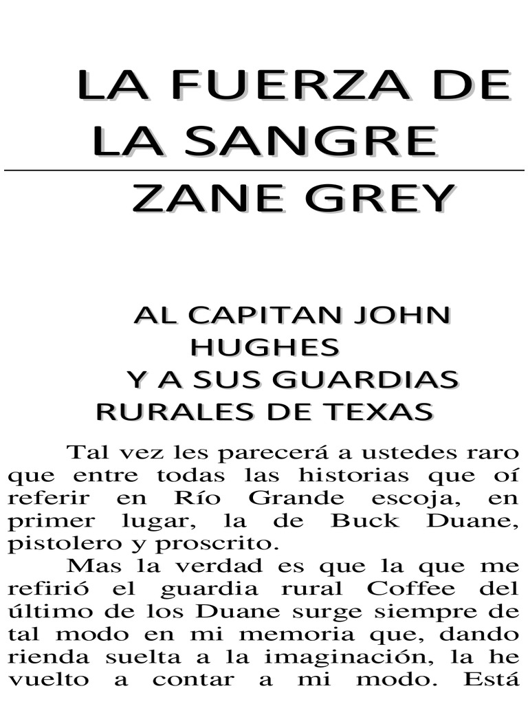 Grey Zane - La Fuerza de La Sangre | PDF