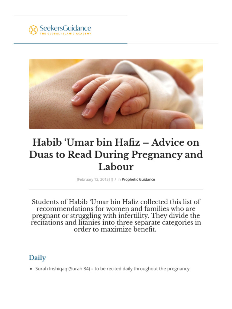 Habib 'Umar Bin Hafiz - Advice On Duas To Read During Pregnancy and Labour - See | PDF ...