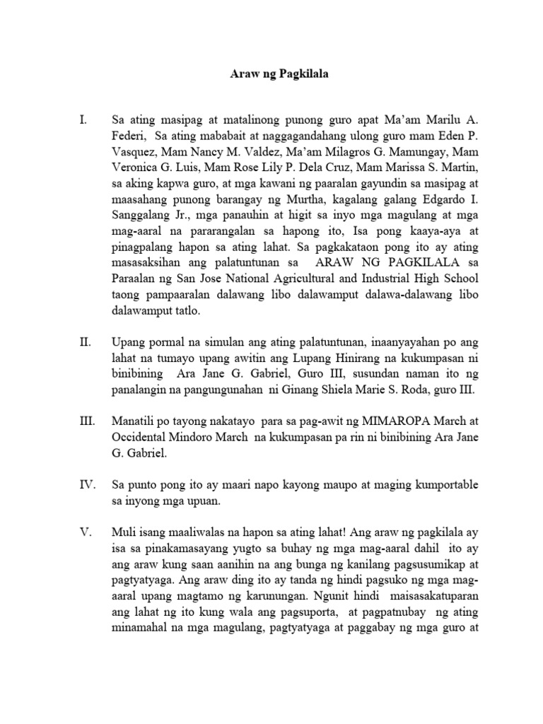 Script For Recognition Day | PDF