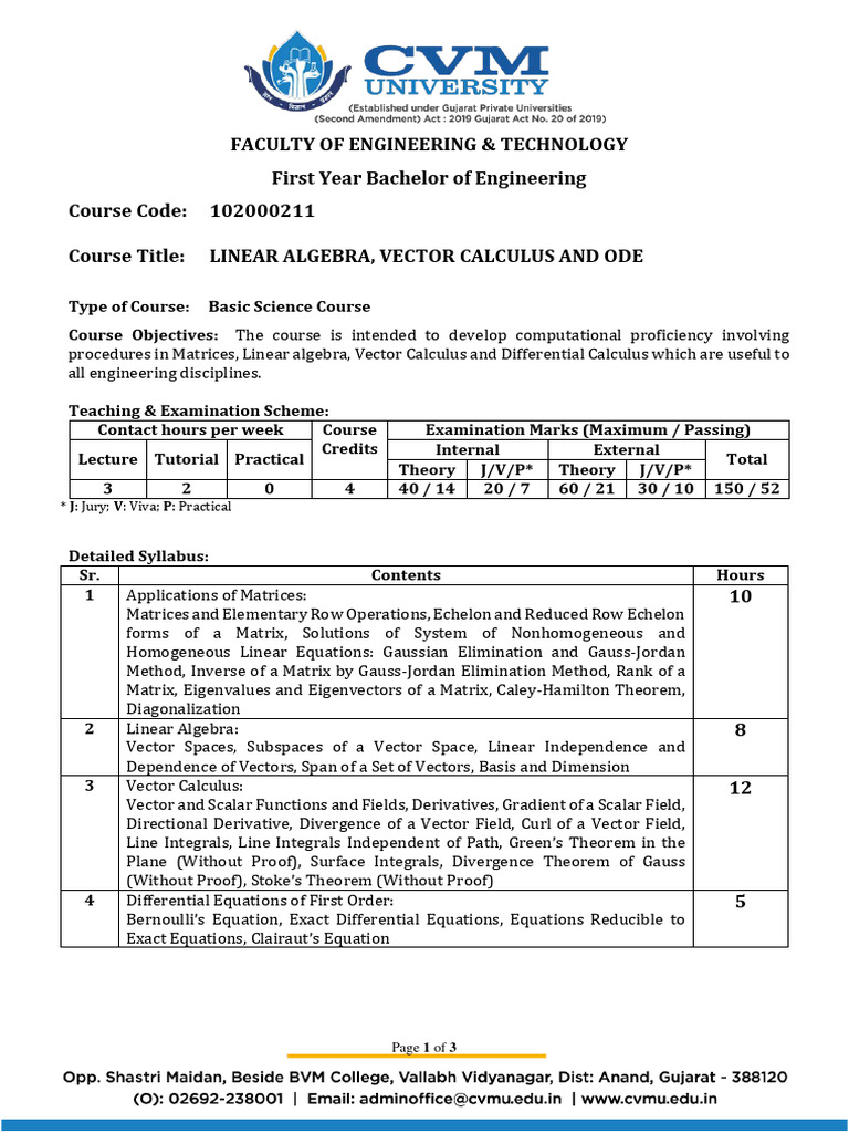 Faculty of Engineering & Technology First Year Bachelor of Engineering ...