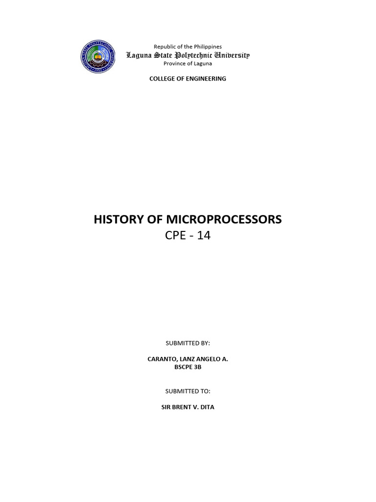 Caranto - CPE 14 - CPE 3B | PDF | Microprocessor | Central Processing Unit