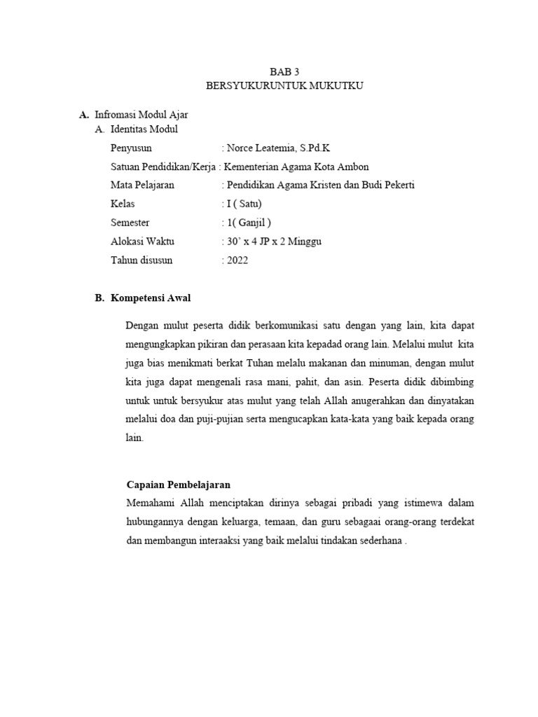 Pendidikan Agama: Syukur Mulutku | PDF