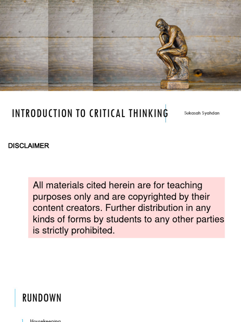 M3 Critical Thinking_SSY1_2023_updated (1) | PDF | Critical Thinking | Thought