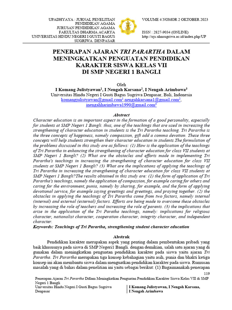 Jurnal 2 Penerapan Ajaran Tri Parartha Dalam Meningkatkan Penguatan ... Jurnal 2 Penerapan Ajaran Tri Parartha Dalam Meningkatkan Penguatan ...