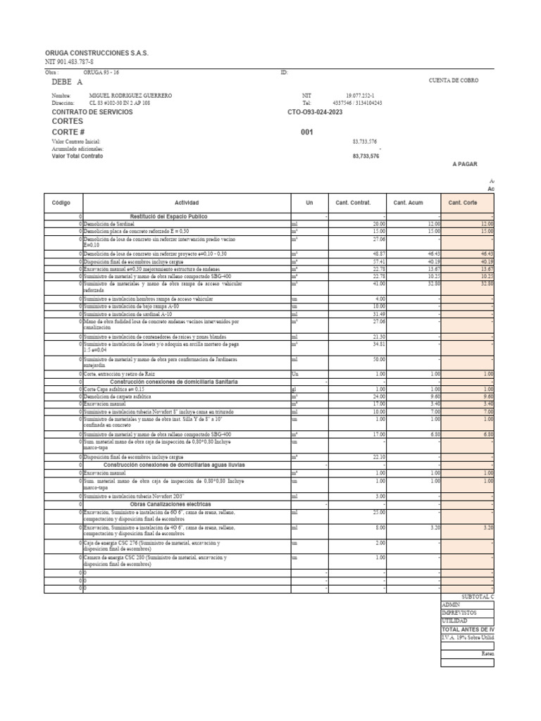 Corte de Obra TD 001 Urbanismo | PDF | Construyendo tecnología ...