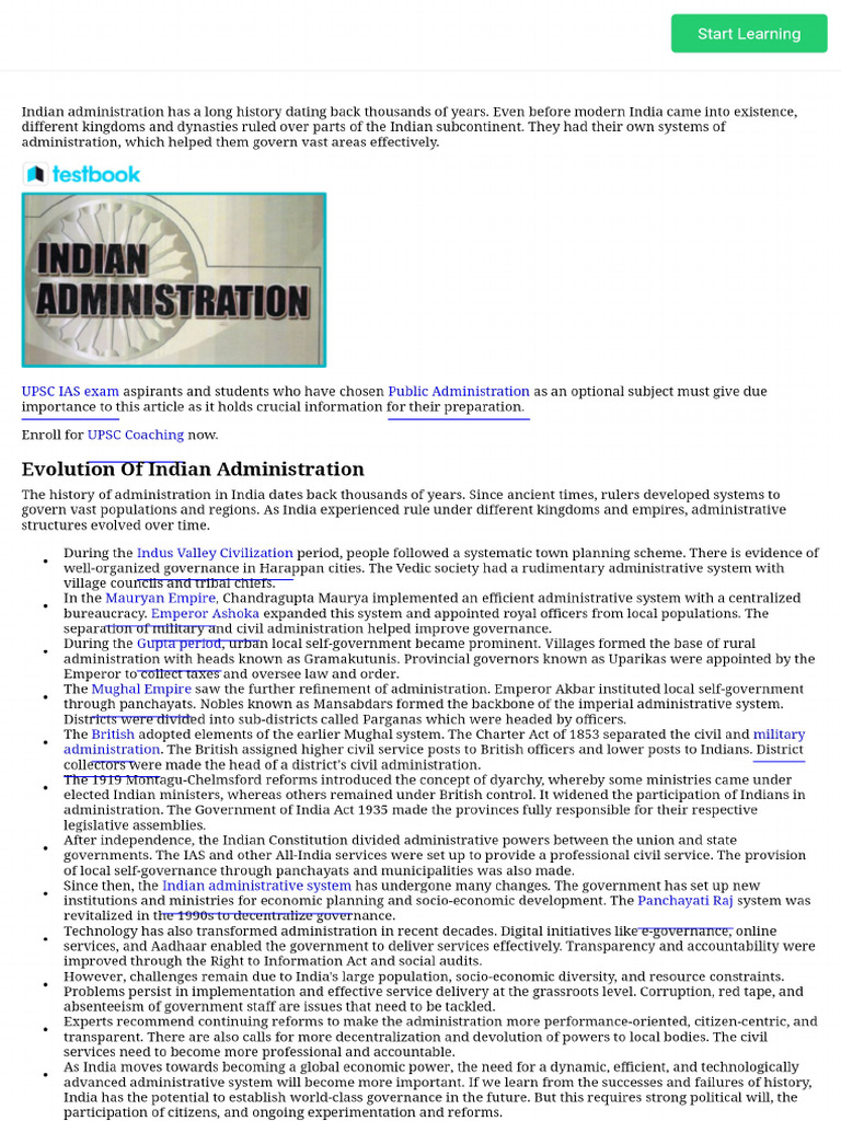 Indian Administration - Structure, Functions, and Challenges! | PDF