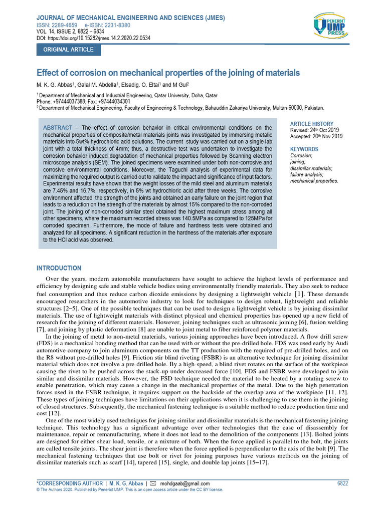 10. Effect of corrosion on mechanical properties of the joining of materials | PDF | Fracture ...