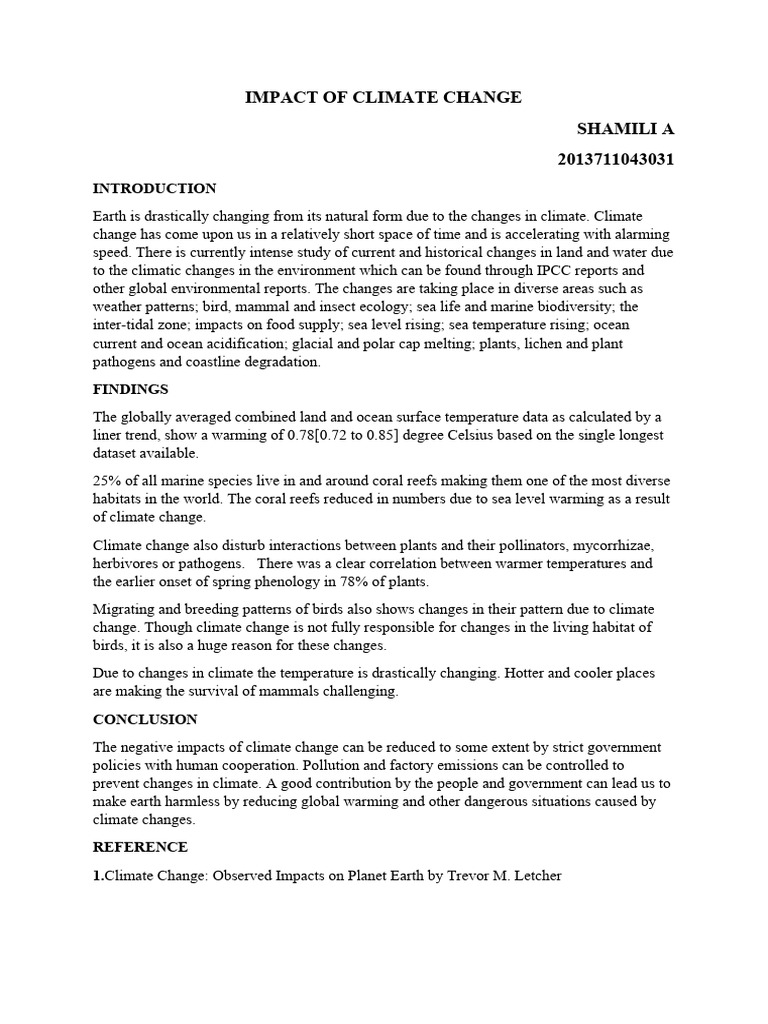 Impact of Climate Change | PDF