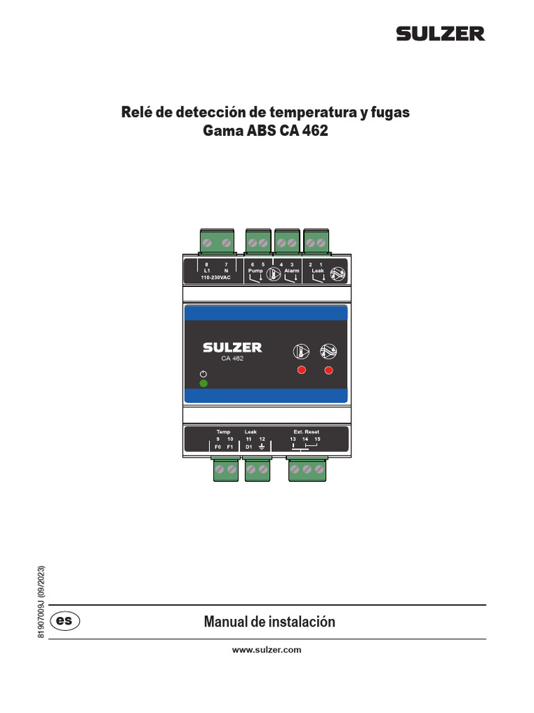Sulzer CA 462 Installation Guide | PDF