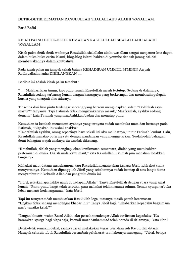 Saat Kematian Rasulullah PDF | PDF
