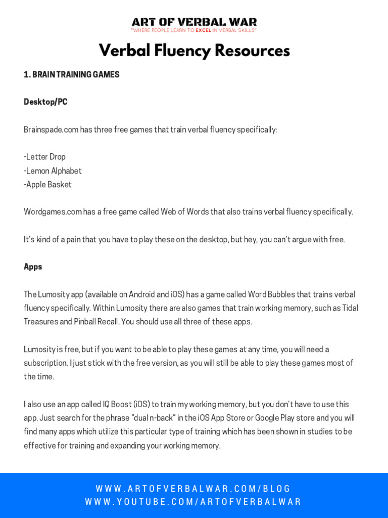 Training Verb | PDF | Mobile App | Working Memory