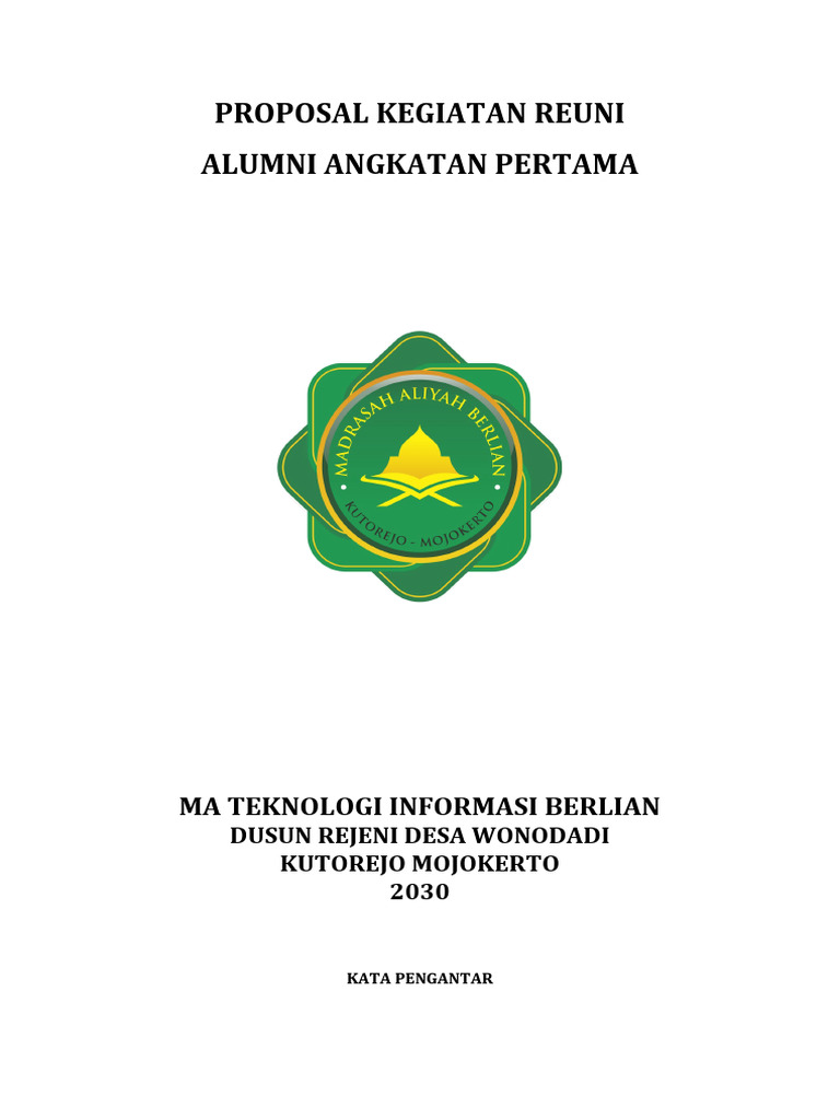 Proposal Reuni Alumni MA Berlian 2024 | PDF | Karier & Perkembangan