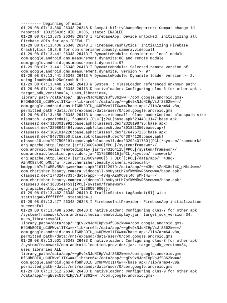 Com - Cherisher.beauty - Camera.videocall Logcat | PDF | Java (Programming Language) | Android ...