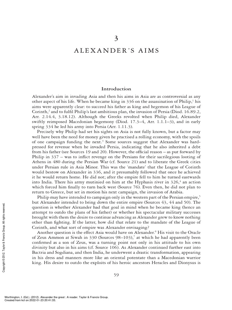 Alexander's Aims | PDF | Alexander The Great | Achaemenid Empire