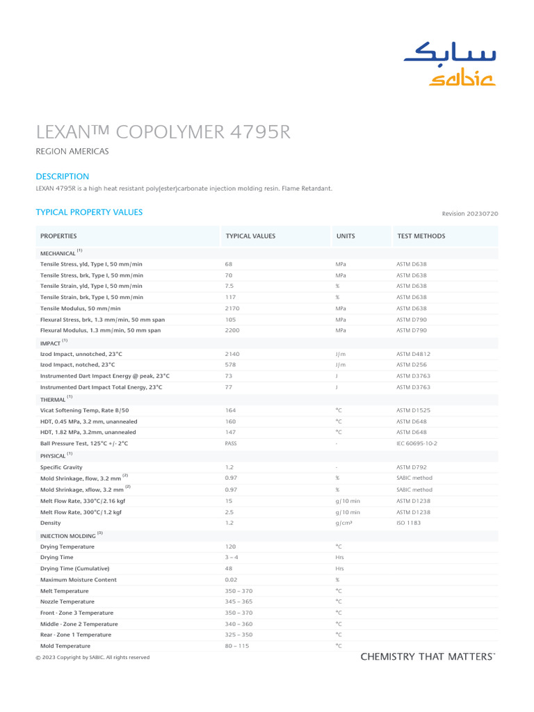 LEXAN™ Copolymer - 4795R - Americas - Technical - Data - Sheet | PDF ...