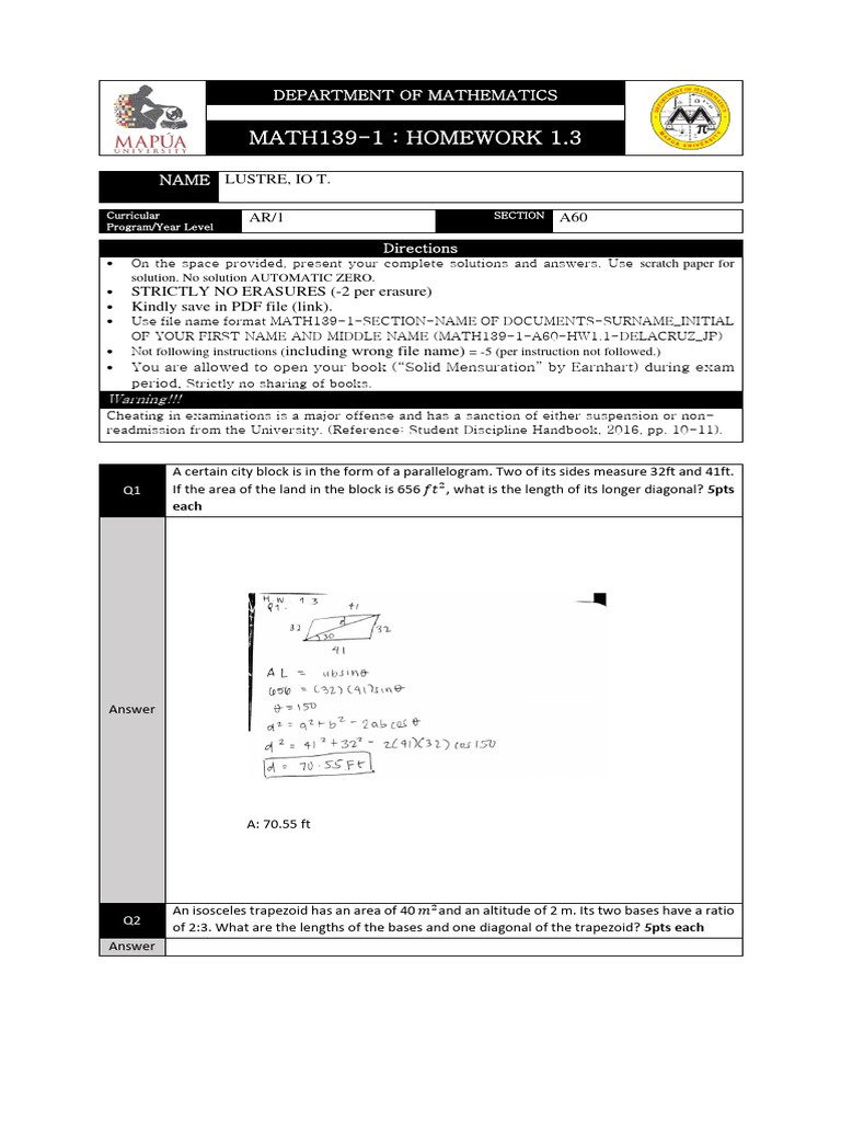 Math139 1 A60 HW1.3 Lustre - Io | PDF | Teaching Methods & Materials | Science & Mathematics