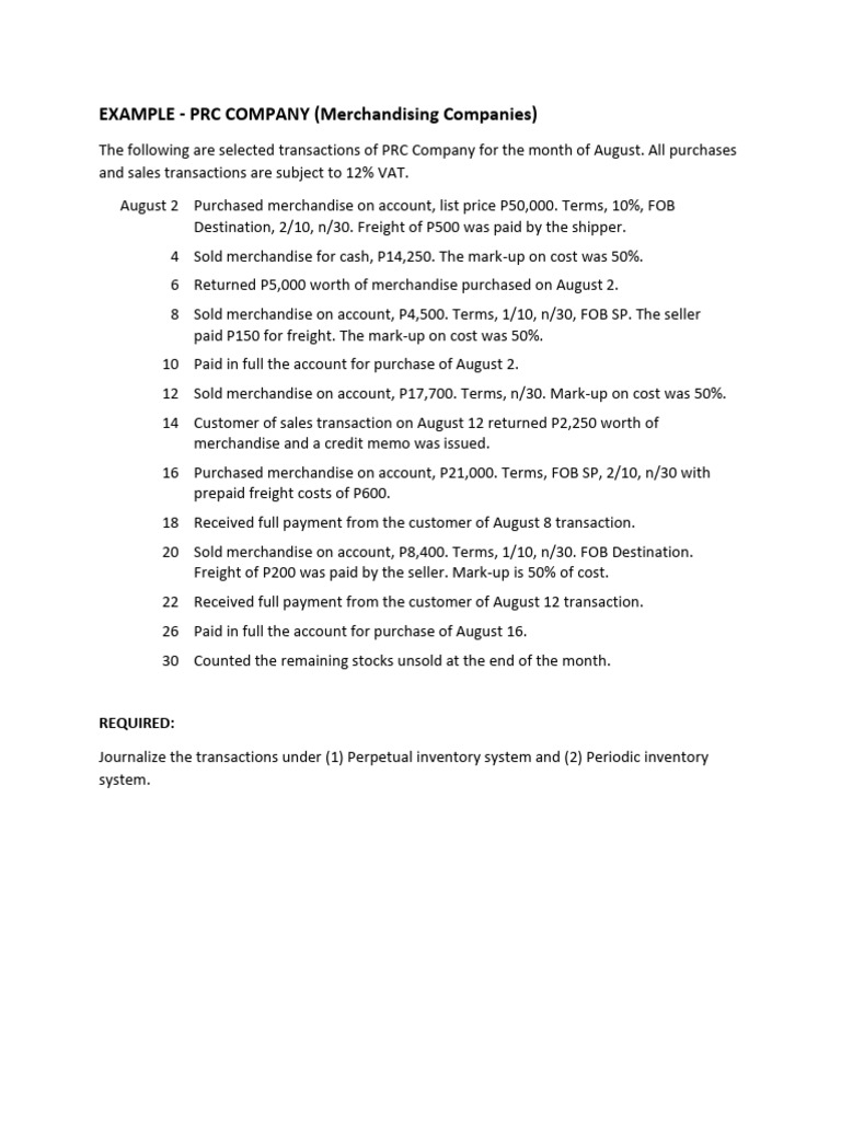 EXAMPLE - Merchandising Companies | PDF | Business | Finance & Money ...