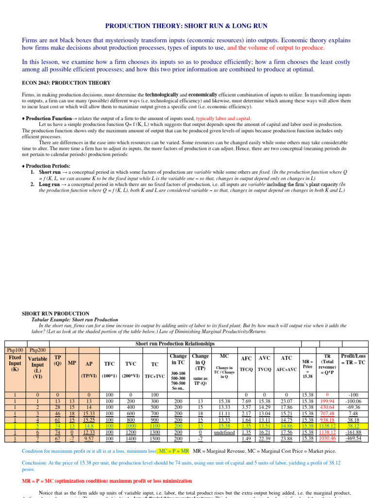 Production Theory 4 (Revised) | Download Free PDF | Production Function ...