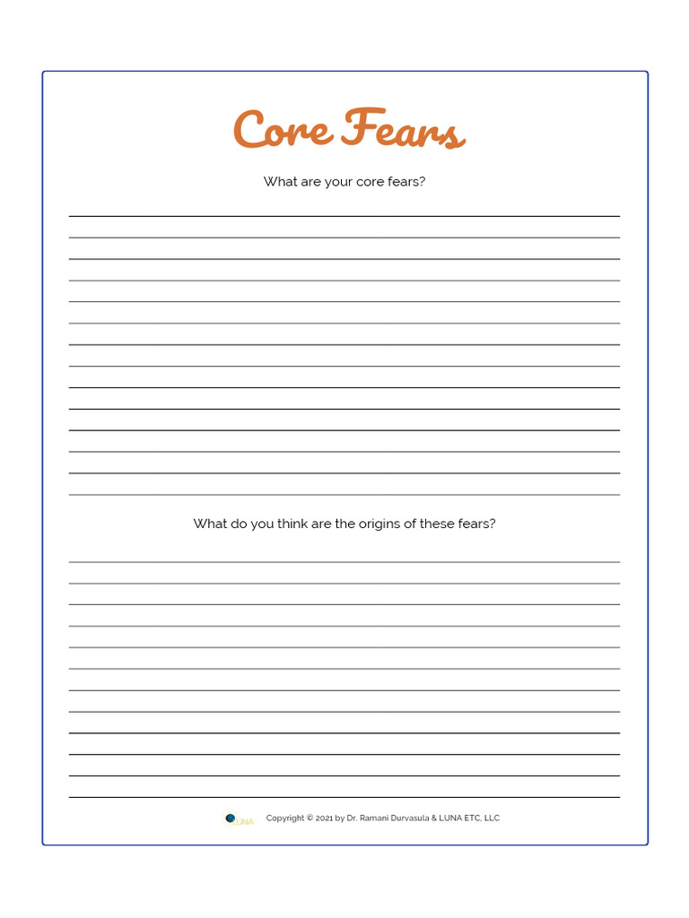 3 Core Fears Worksheet | PDF