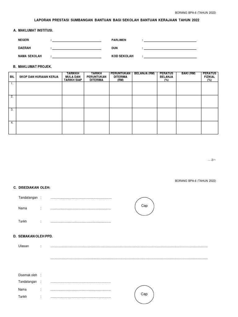 BORANG_BPA-6_TAHUN_2022 | PDF