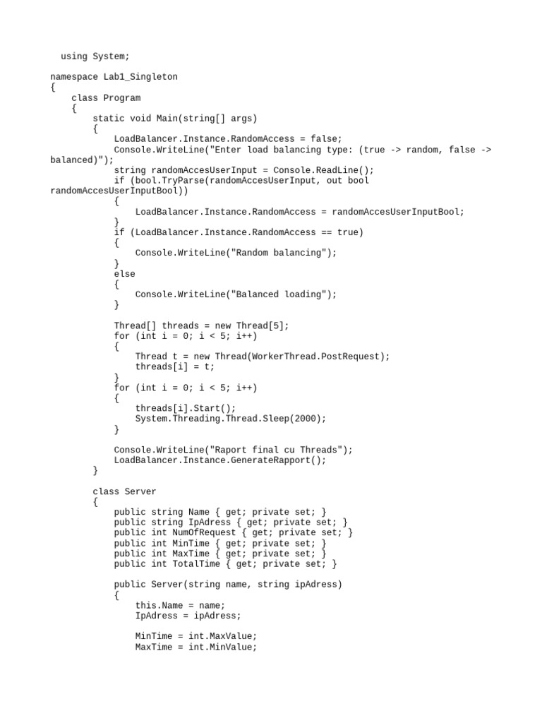 Lab1 Singleton Pdf Boolean Data Type Software Development 2611