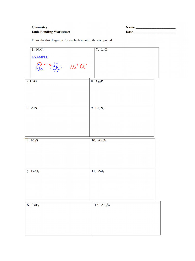 Ionic bonding worksheet | PDF