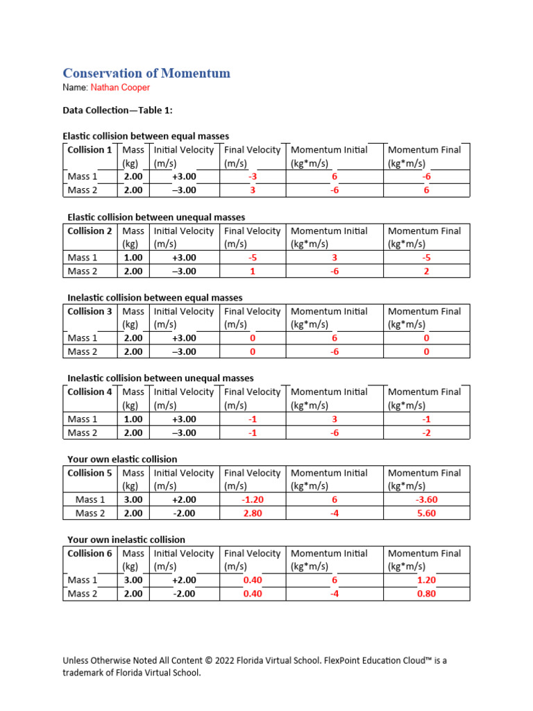 worksheet_03_05 | PDF | Collision | Momentum