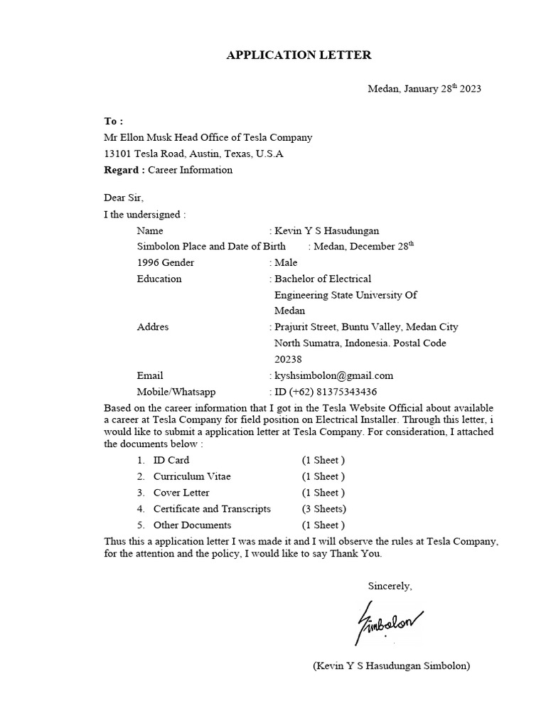 Application Letter | PDF