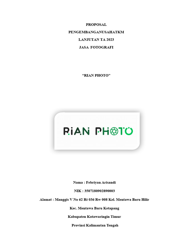Proposal TKM Lanjutan 2023 Rian Photo | PDF | Bisnis