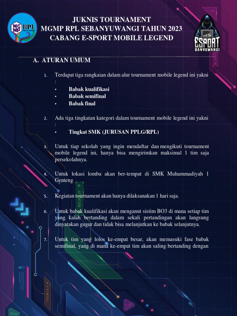 Aturan Tournament Mobile Legend 2023 | PDF