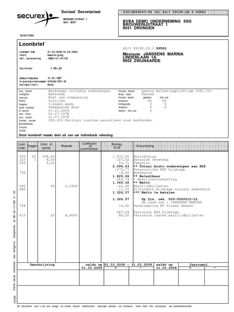 Loonbrief VB Jobat | PDF