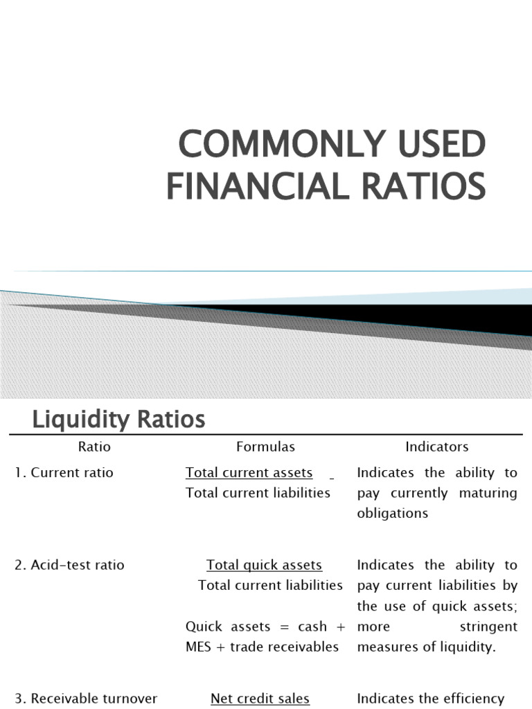 Commonly Used Ratios - Copy | PDF | Dividend | Revenue