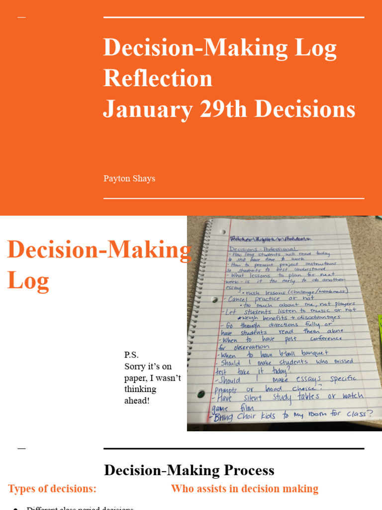 Decision-Making Log 1 | PDF | Decision Making | Behavior Modification