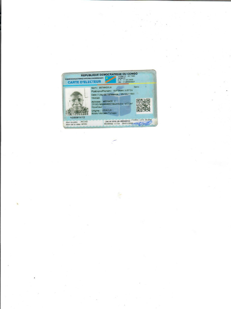 Carte D'electeur Bota Recto | PDF