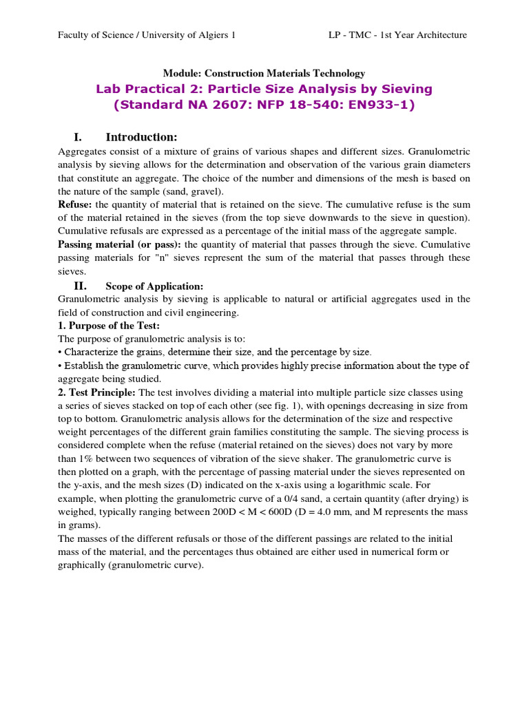 TP 2 Particle Size Analysis by Sieving | PDF | Applied And Interdisciplinary Physics | Physical ...