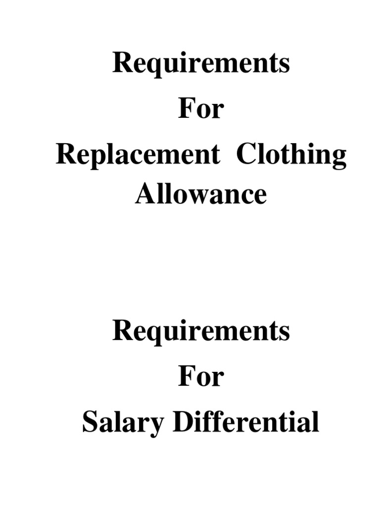 Clothing Allowance & Salary Differential Requirements | PDF | Business ...