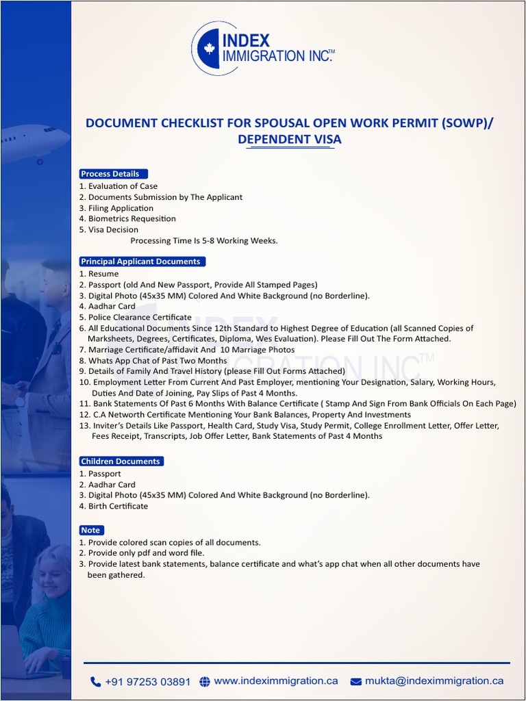 Document Checklist For Spousal Open Work Permit | PDF