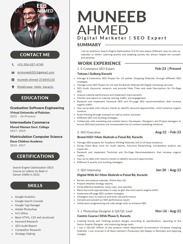 Muneeb Ahmed Resume Updated-1 | PDF | Search Engine Optimization | Information Technology