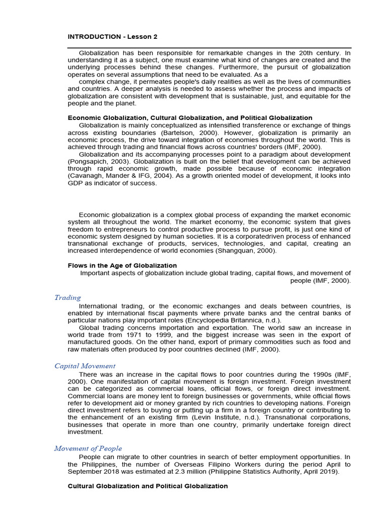 Globalization Lesson 2 | PDF | Globalization | International Monetary Fund