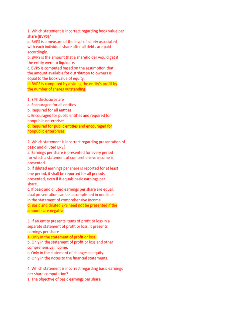 Pas 33 Test Bank Download Free Pdf Earnings Per Share Dividend