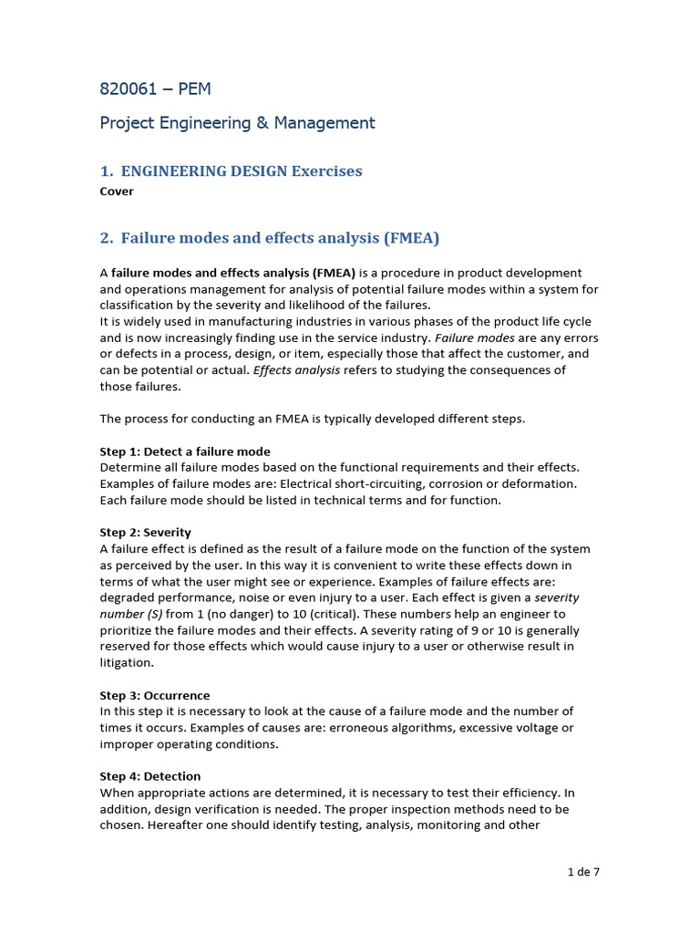 PEM ENGINEERING DESIGN Exercices | PDF | Systems Science