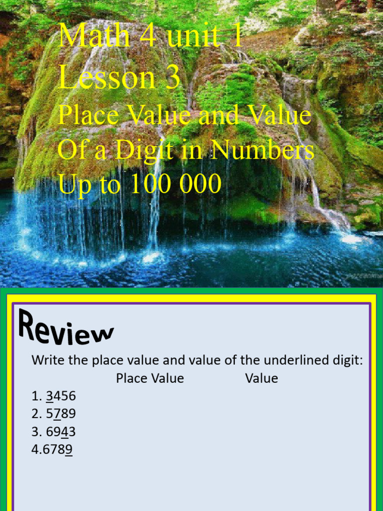 MATH Q1 Lesson 3 Place Value and Value of A Digit in Numbers Up To 100 000 Marvietblanco | PDF ...