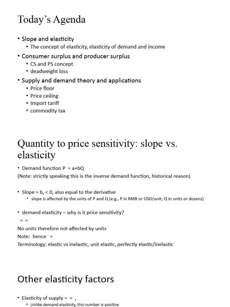 L2 Slope and Elasticity, Consumer and Producer Surplus, Application ...