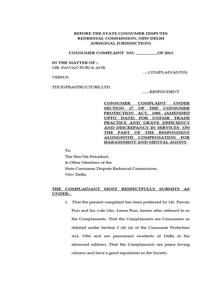 TDI Complaint - 23 01 2013 As Edited On 28.01.13 | PDF | Affidavit | Cheque