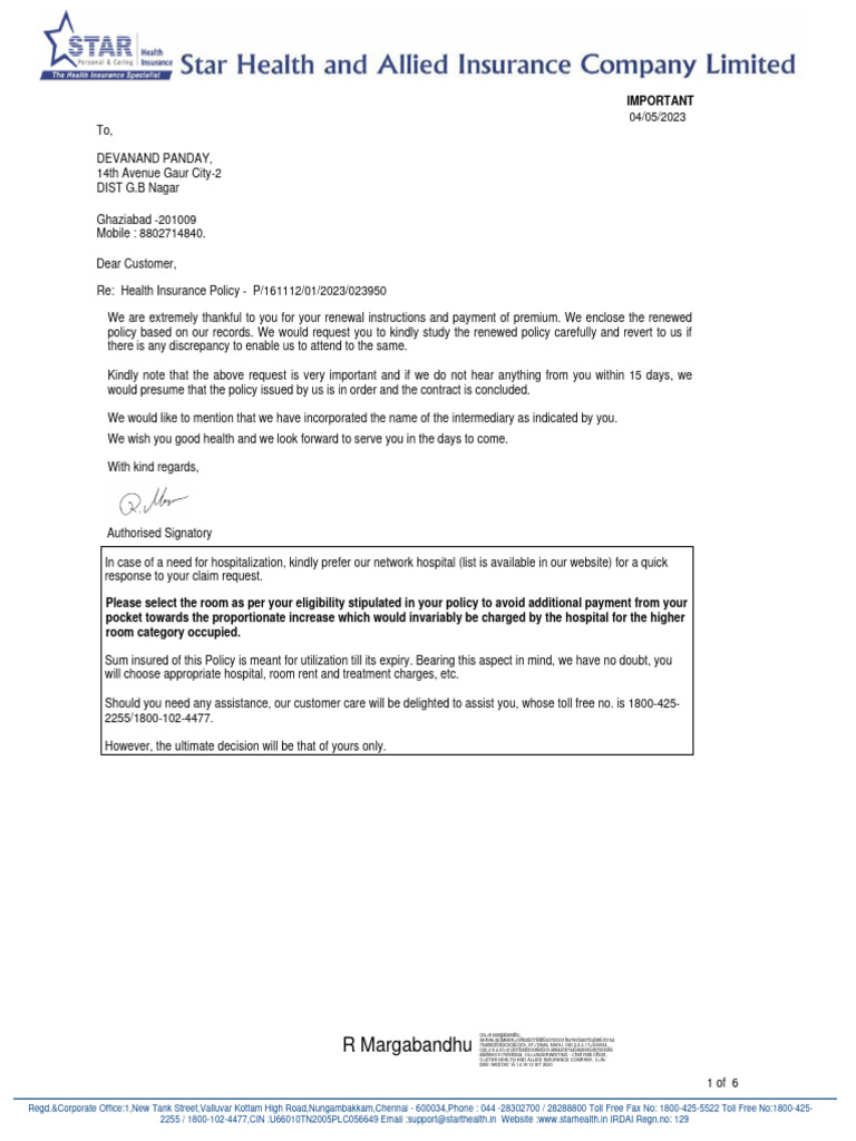Star Health Policy Doc | PDF | Medicine | Insurance